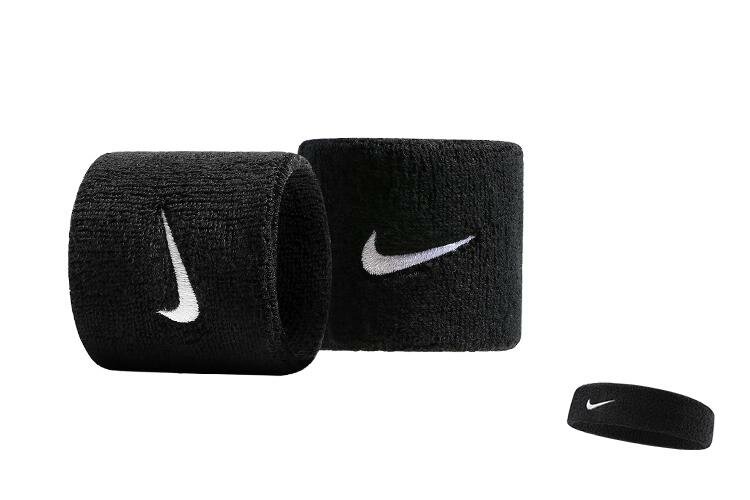 Манжеты защитные Nike черные хлопковые, дышащие, для тенниса, баскетбола и фитнеса