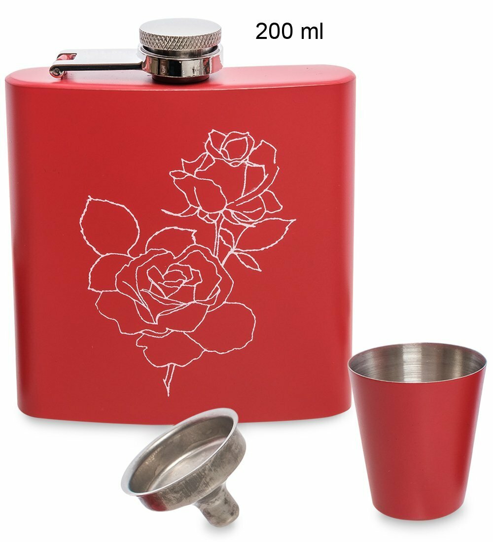 Подарочный набор фляжка 200 мл со стопкой "Роза" A2138581