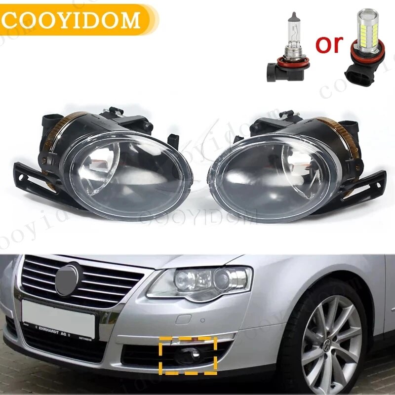 Автомобиль 12 В 55 Вт передний бампер противотуманные фары автомобиля дальнего света для VW Passat B6 2006 2007 2008 3C0941699 700A лампа в сборе автомобиль-Стайлинг Halogen and LED, Left and Right