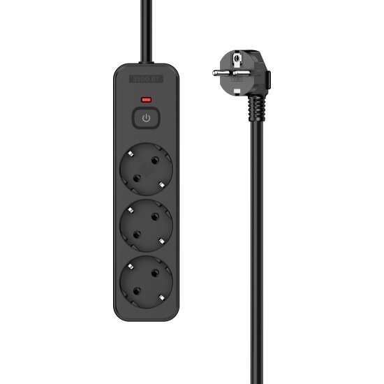 Сетевой фильтр Perfeo "REAL HOME" 2,0м, 3 розетки, 16А, 3500 Вт, тройная защита, черный.