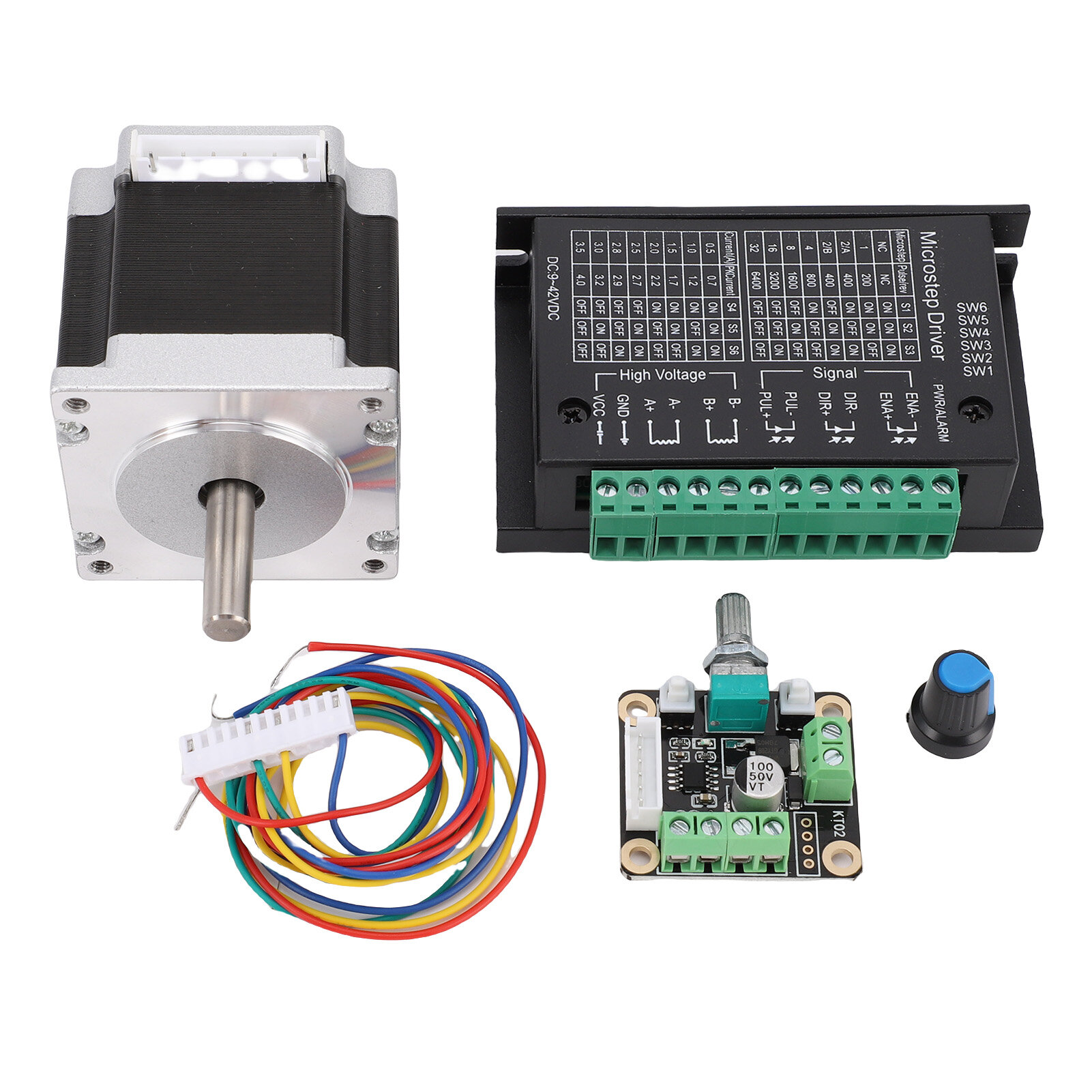 Комплект драйвера шагового двигателя Nema23 с валом 8 мм, 126 Н·см, 2,8 А, 56 мм, 23HS5628, двигателем и драйвером TB6600 для станка ЧПУ, гравировального станка и 3D-принтера.
