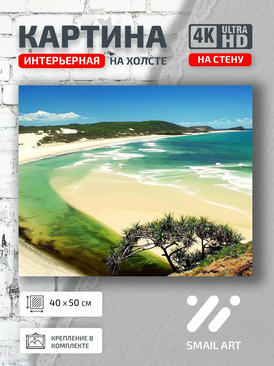 Картина на холсте интерьерная 40 на 50 на стену Побережье Landscape для кабинета пейзаж