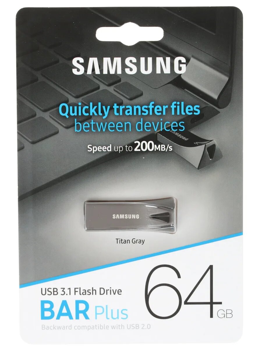 Флэш накопитель 64GB BAR Plus Grey USB 3.1 [MUF-64BE4/APC]