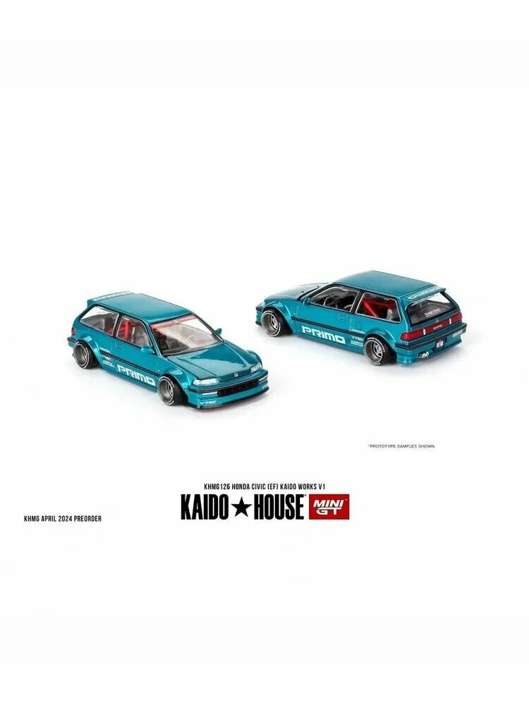 Машинка KAIDO HOUSE MINIGT 1/64 Honda Civic (EF) Kaido Works V1 KHMG126 Die-cast Alloy Car Model Collection Gift