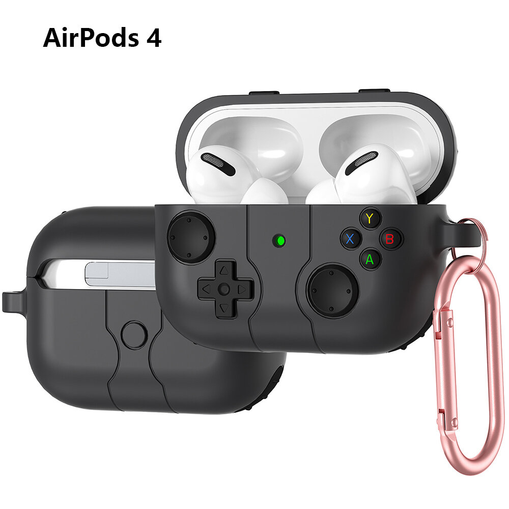 Прочный защитный силиконовый чехол для AirPods 4 (черный)