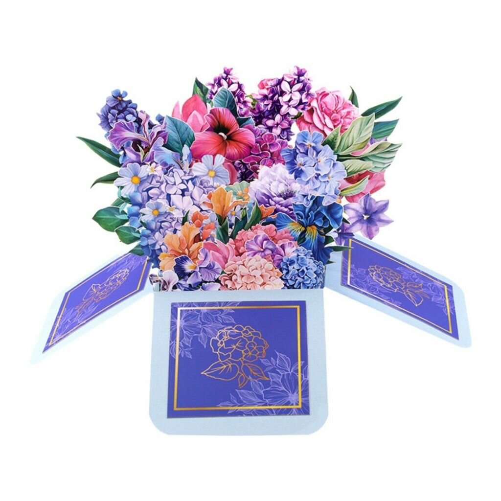 3D объемная квадратная коробка-набор поздравительных открыток на день рождения-гортензия, розовая орхидея