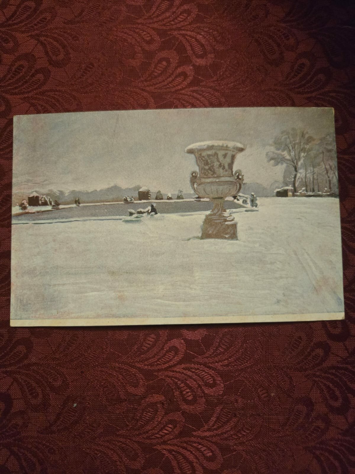 Открытка старинная антикварная Александр Бенуа - Снег в Версайле