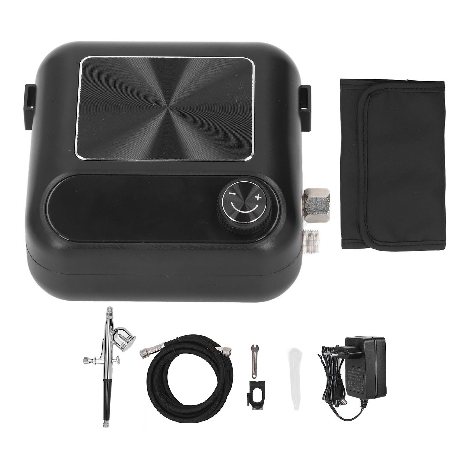 Мини-аэрограф с многофункциональной ручкой, бесшумным компрессором и вилкой европейского стандарта.