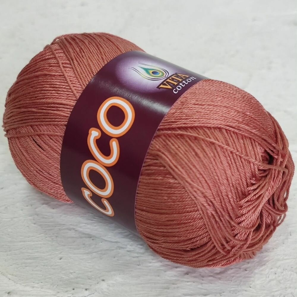 Пряжа VITA cotton COCO Vita, светлая марсала - 104, 100% мерсеризованный хлопок, 5 мотков, 50 г, 240 м.
