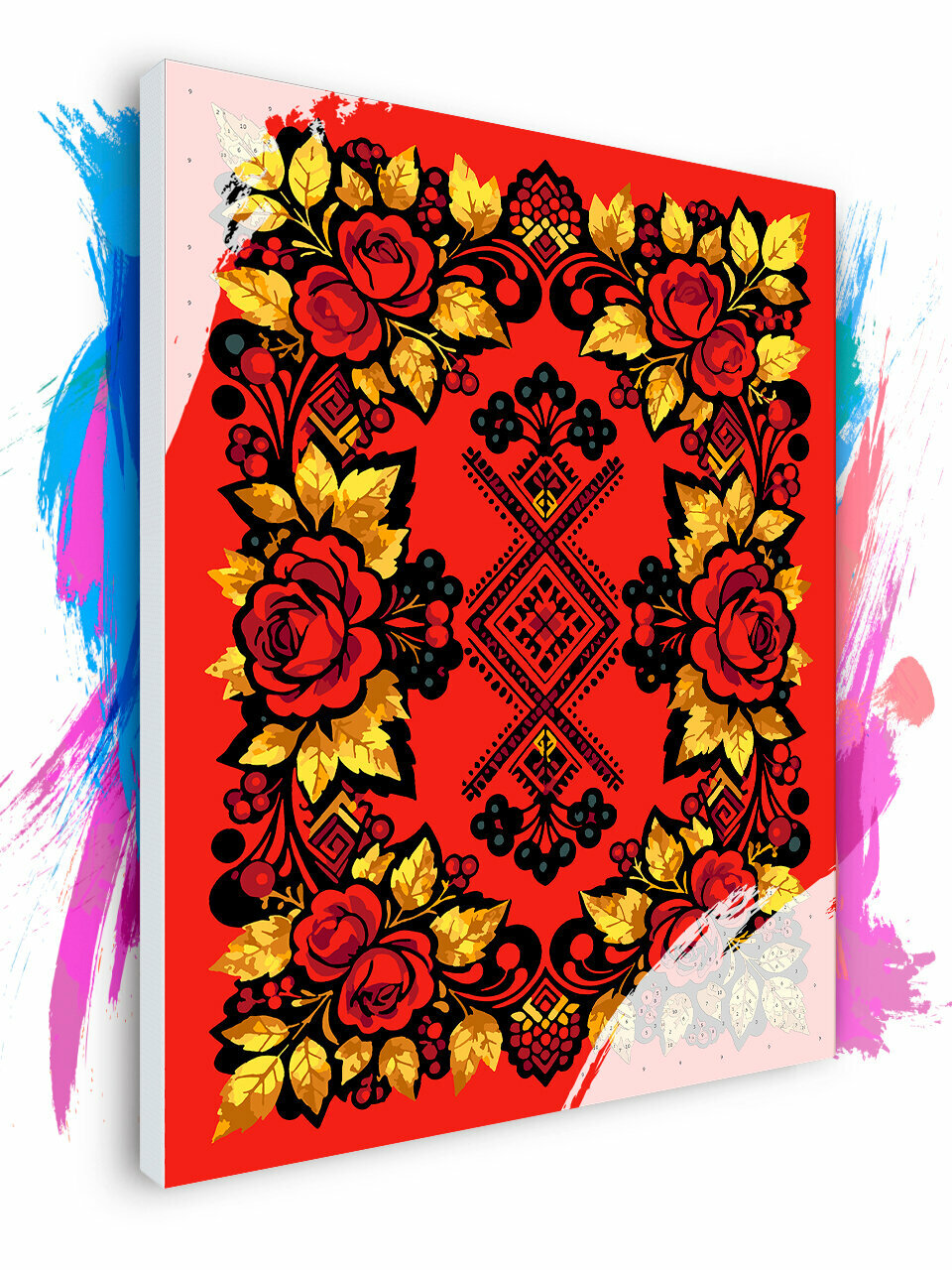 Картина по номерам на холсте Узор Хохлома, 70 х 90 см