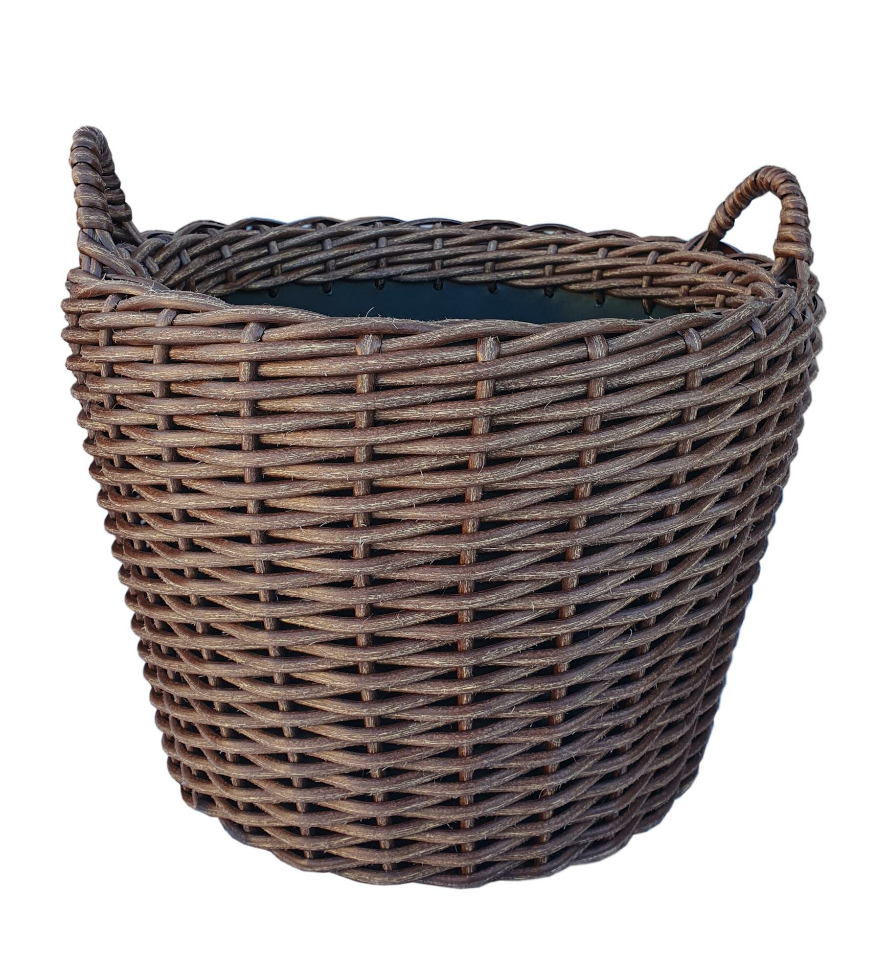 Корзина - кашпо из ротанга с ручками 20 л, цвет Кедр, ручная работа