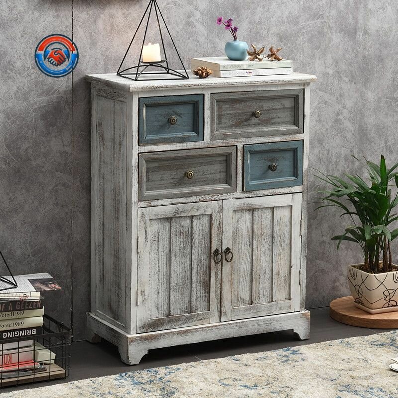 Буфет-комод деревенский ретро стиль, вместительный комод для кухни и гостиной с винтажным дизайном и удобным хранением