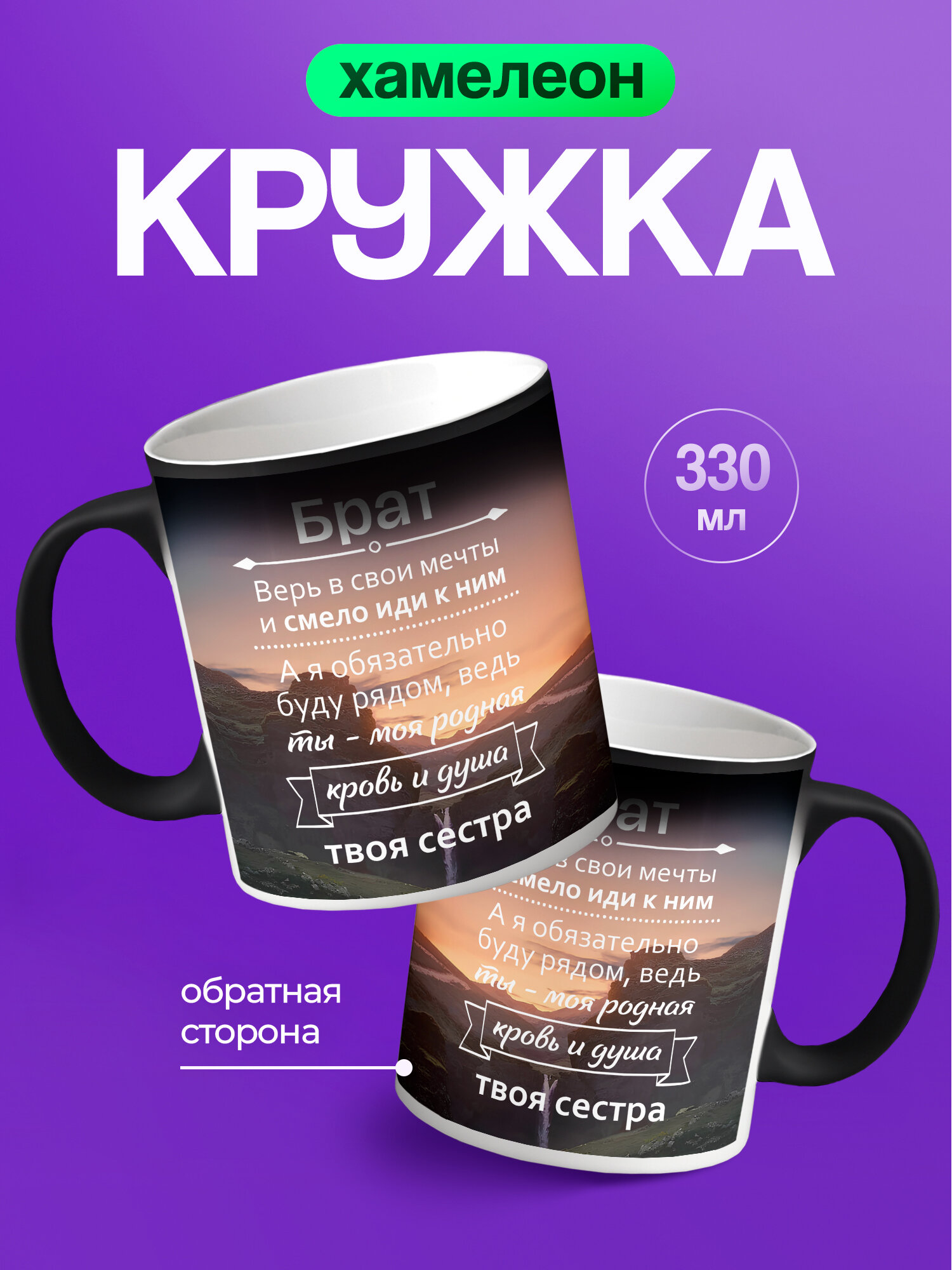 Кружка хамелеон PNP NARD, 330 мл, с цветным принтом подарок брату на день рождения