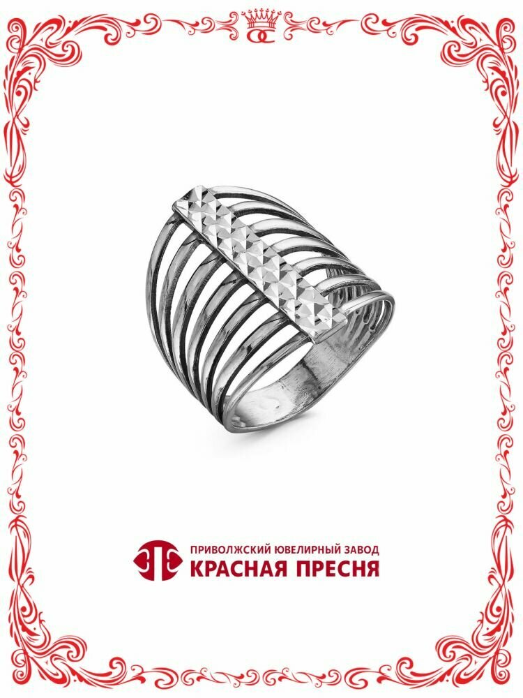Кольцо, серебро, 925 проба, оксидирование