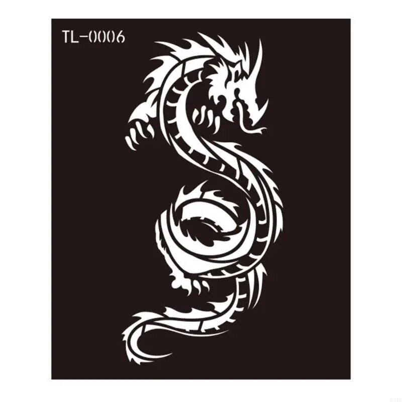 Трафарет для татуировки Дракон TL0006, черный