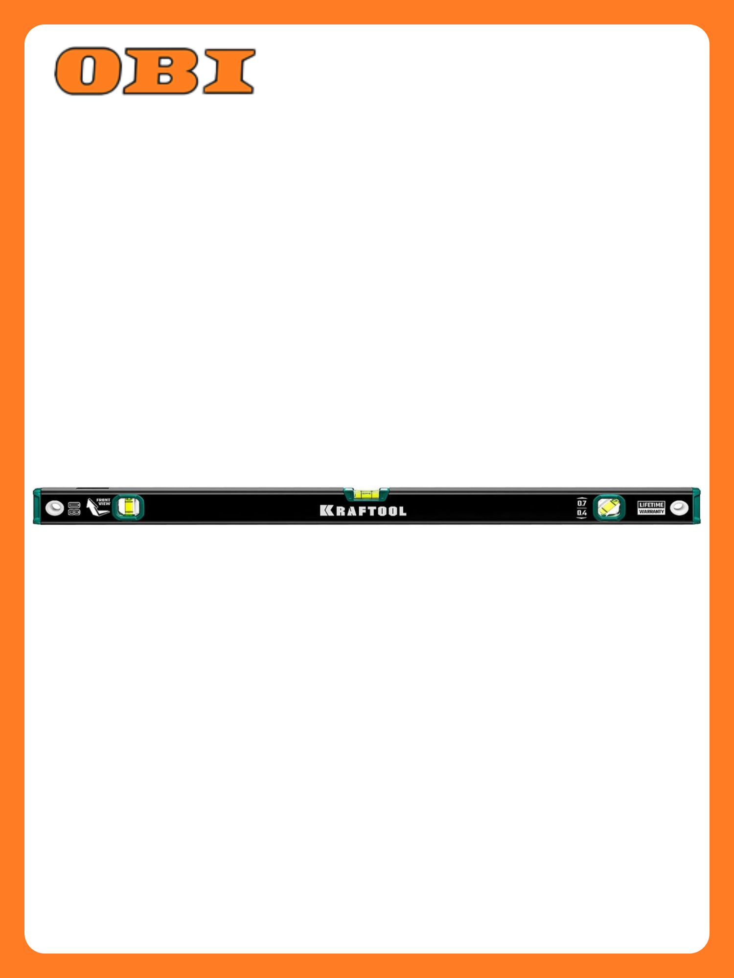 Уровень Kraftool, зеркальный глазок, фрезерованная грань, 80 см