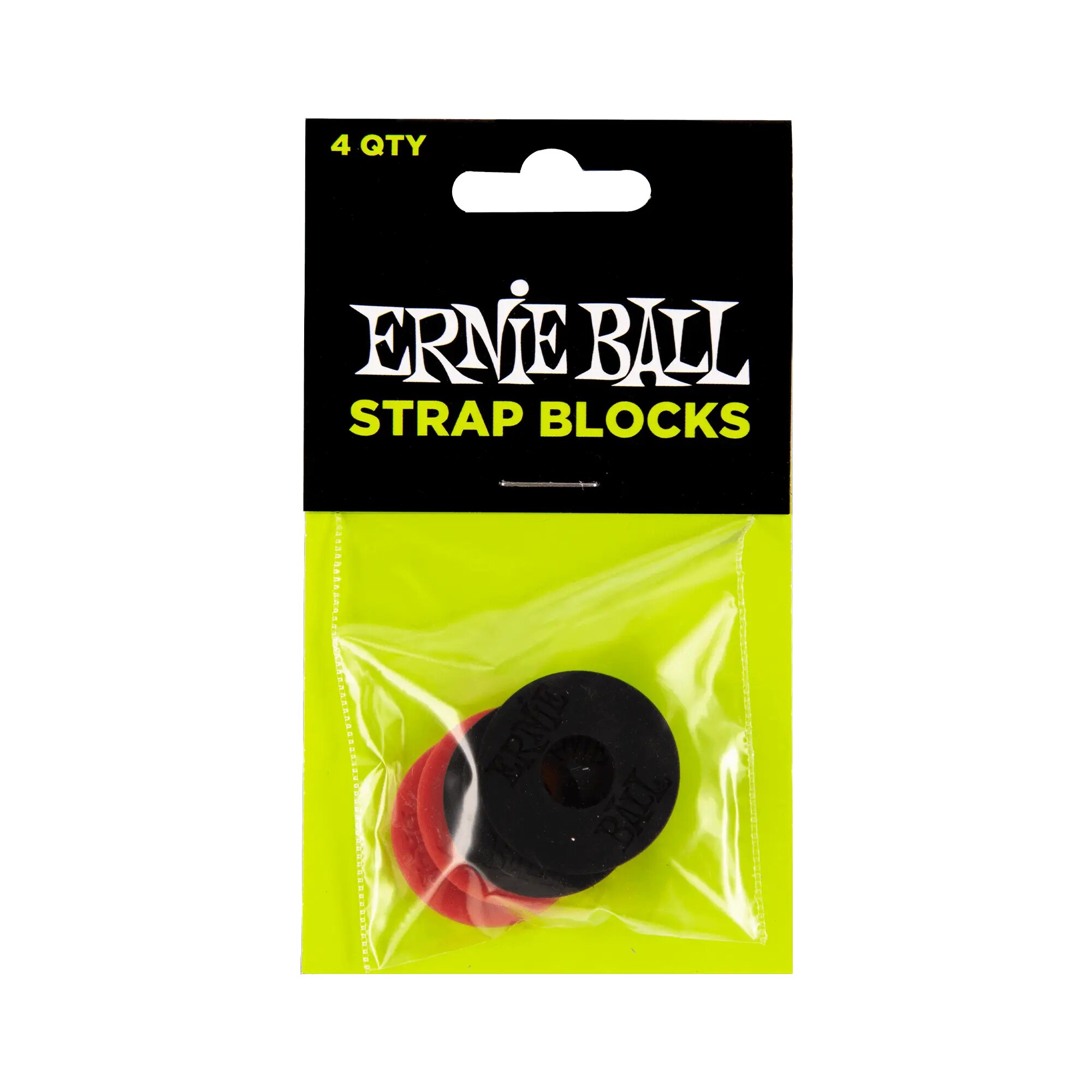 Резиновые фиксаторы ремня (стреплоки) Ernie Ball 4603 4 шт. (два красных и два чёрных)