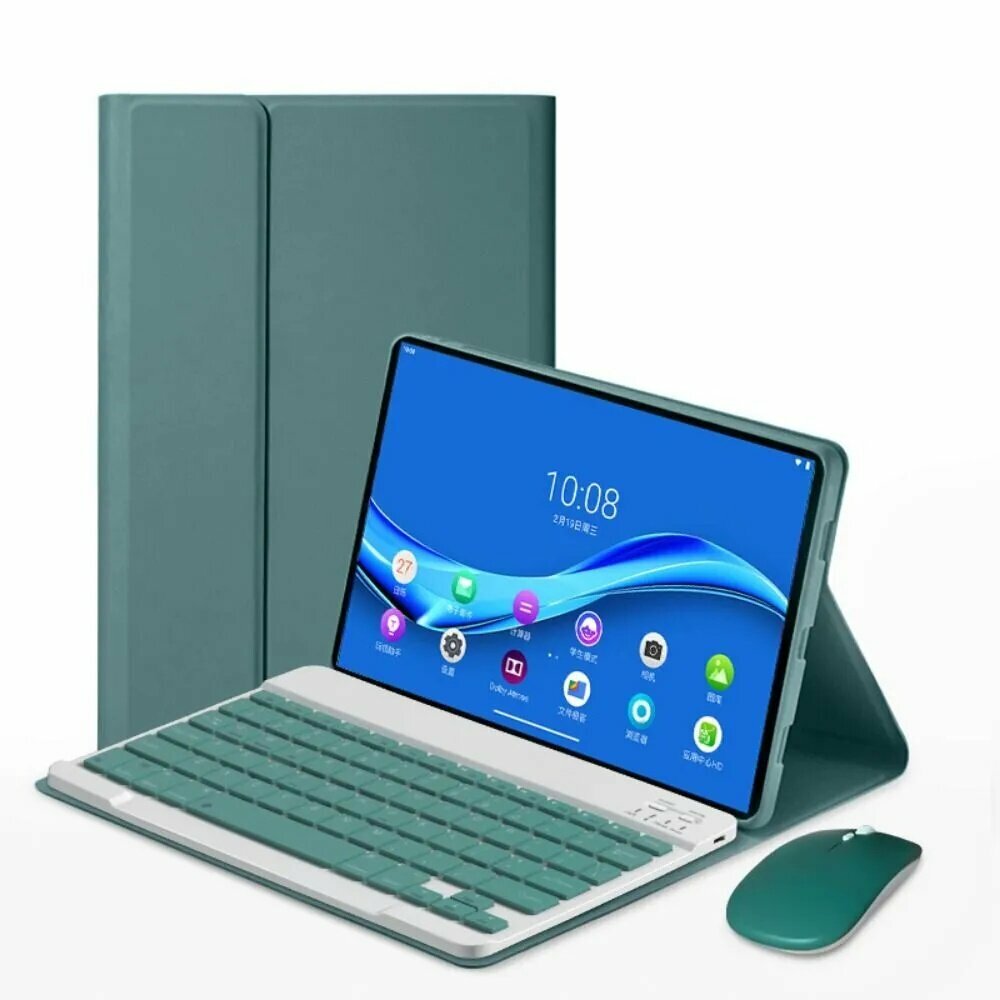 Подходит для Lenovo Tab M10 FHD Plus 10,3-дюймовый (TB-X606F/X606X) чехол для планшета + 10-дюймовая съемная русская квадратная клавиатура Bluetooth + беспроводная мышь