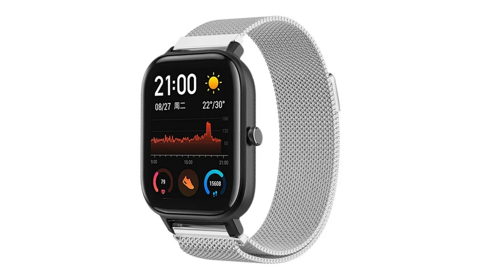 Миланский сменный сетчатый плетеный ремешок MyPads Milanese для Amazfit GTS A1914 из нержавеющей стали (серебристый)