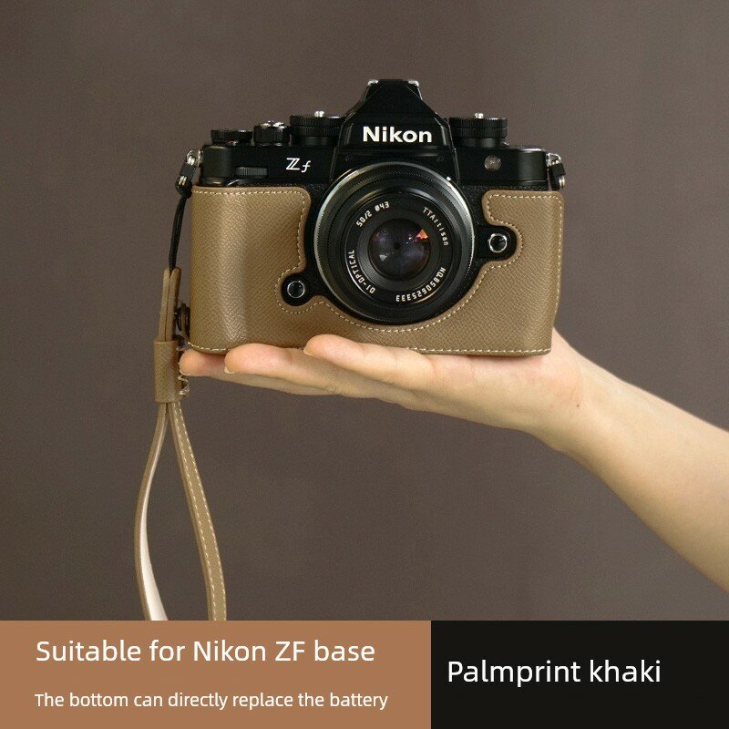 Чехол Nikon ZF из кожи с ладонной текстурой для микротехники, хаки с запястным ремнем, защитный чехол, 100% защита от