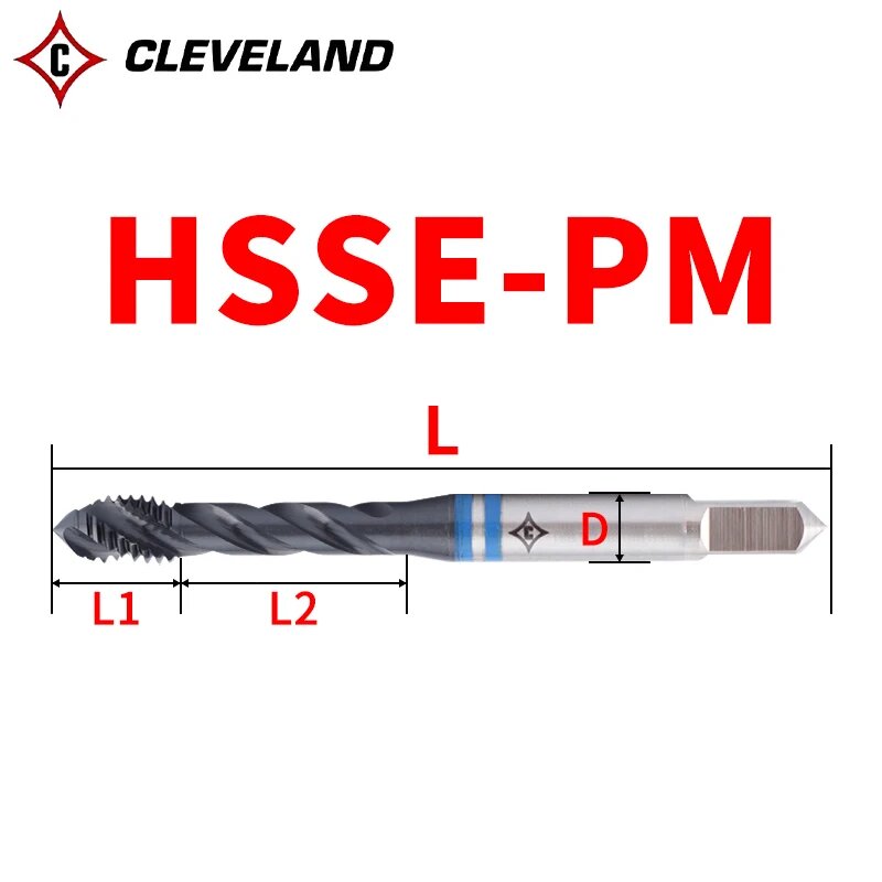 Спиральный метчик Cleveland HSSE-PM M8X1.25 Double Blue-SP