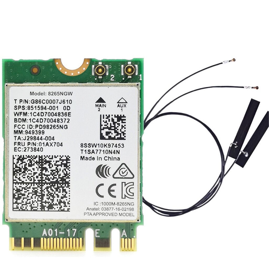 Карта адаптера Wifi MT7927 Двухдиапазонная 2,4 ГГц / 5 ГГц, совместимая с Bluetooth 4.2