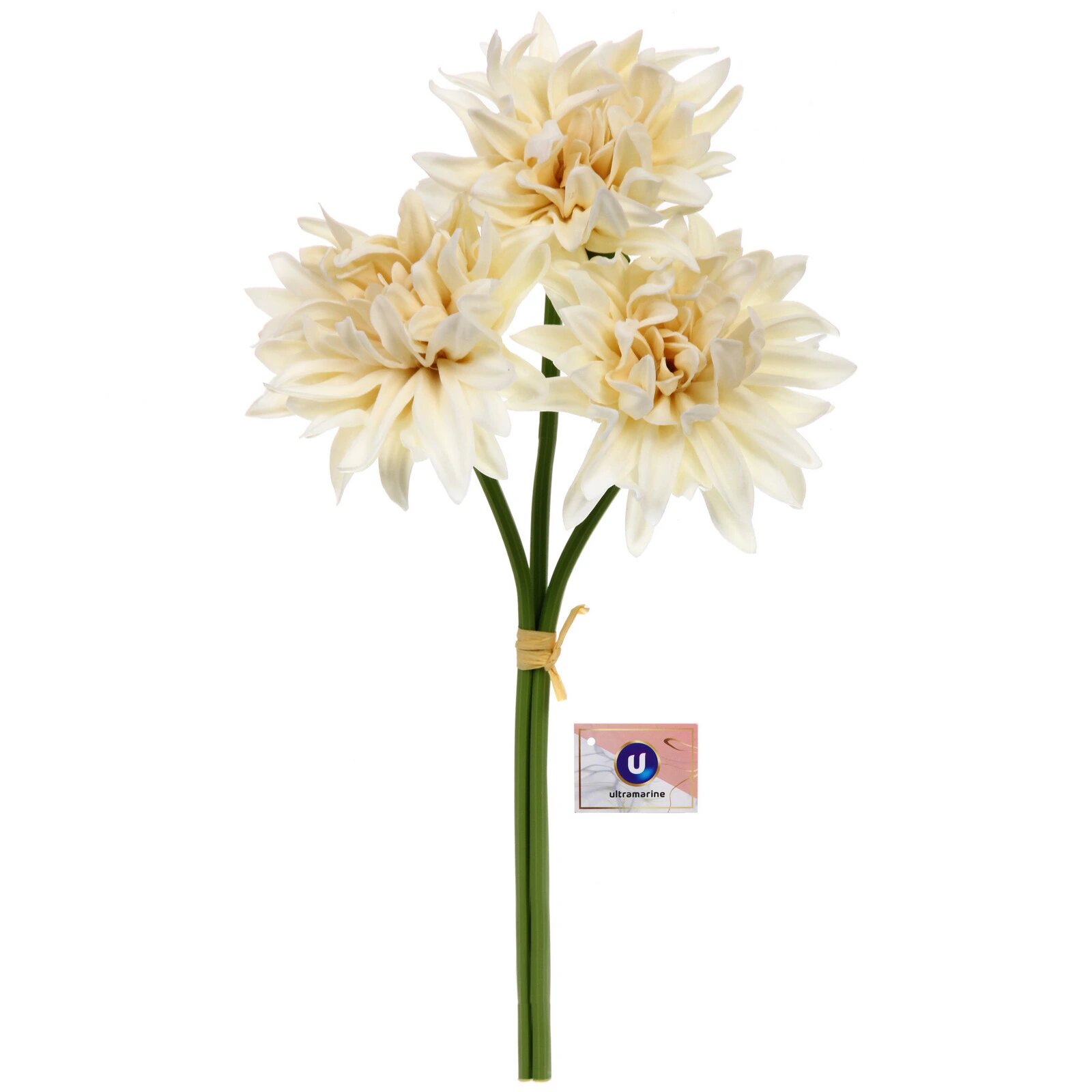 Искусственные цветы «Natur» 34 см, хризантемы, 3 шт, молочный цвет, для декора интерьера