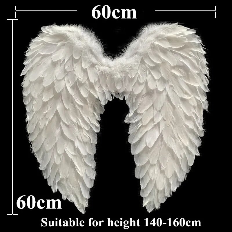 Крылья ангела с перьями MW02 white 60cm