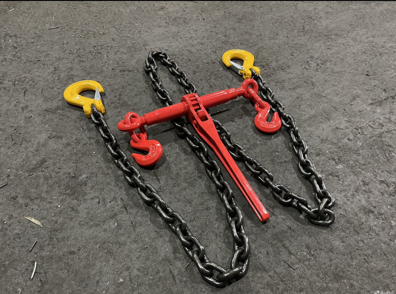 Цепная стяжка 8тн/3м/Цепь 8мм/ Талреп цепной с трещёткой 8-10 мм