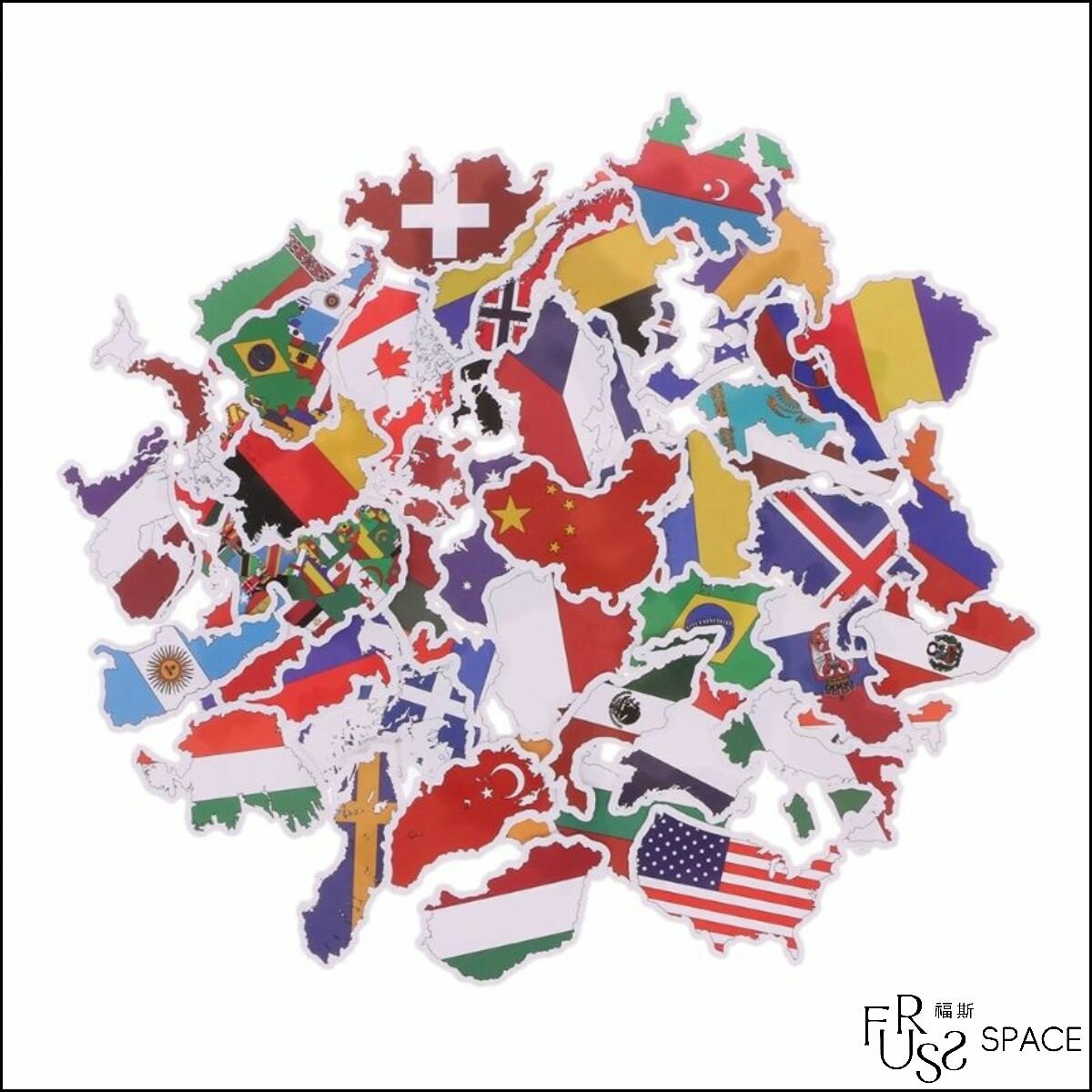 Эксклюзивный набор 50 уникальных наклеек с флагами мира