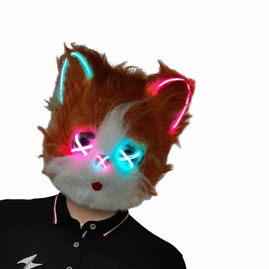 Маска карнавальная, Милая LED маска котенка - разноцветный, желтый
