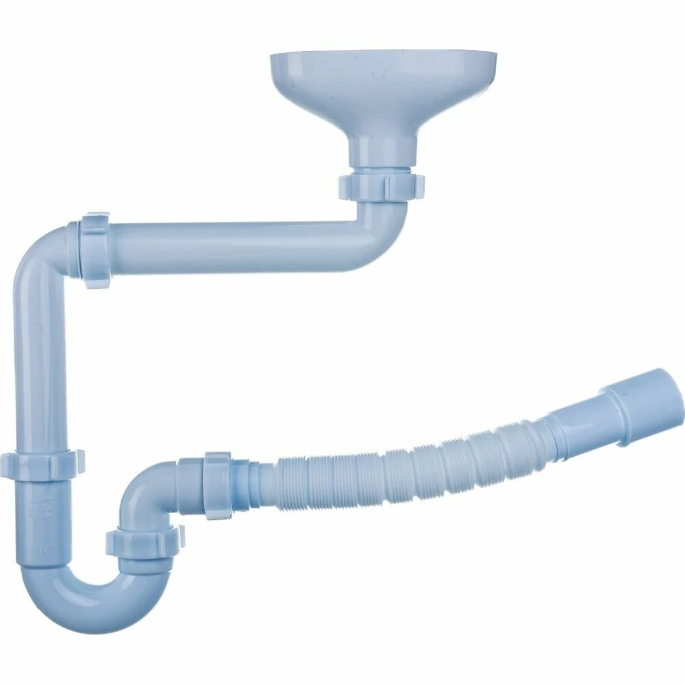 Сифон АНИ Пласт трубный, с разрывом струи, смещенный, 1 1/2x40, гофра, 40х40/50, выпуск воронка DR5015 025-0544