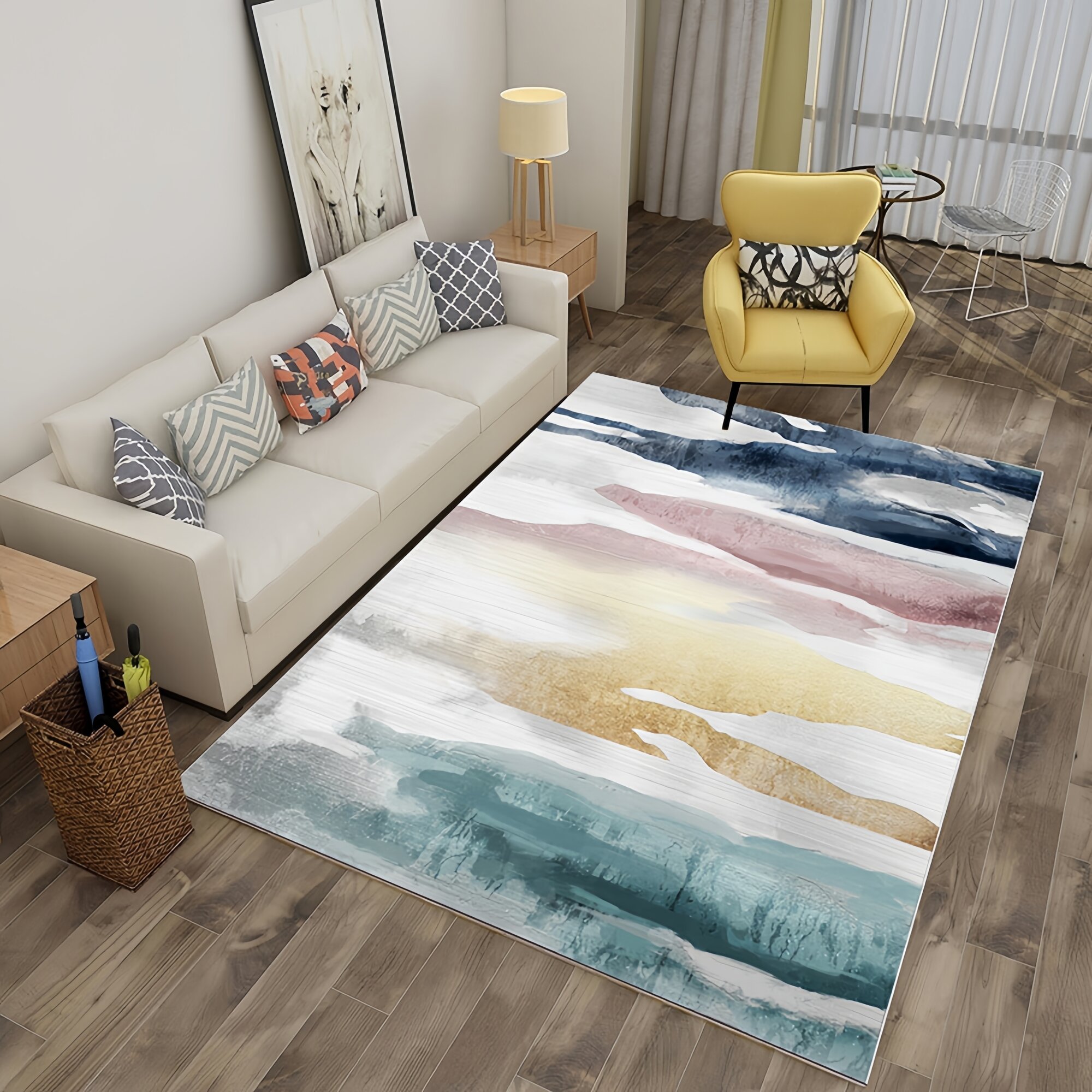 Современный ковер для гостиной в скандинавском геометрическом абстрактном стиле, 1,2m*1.6m