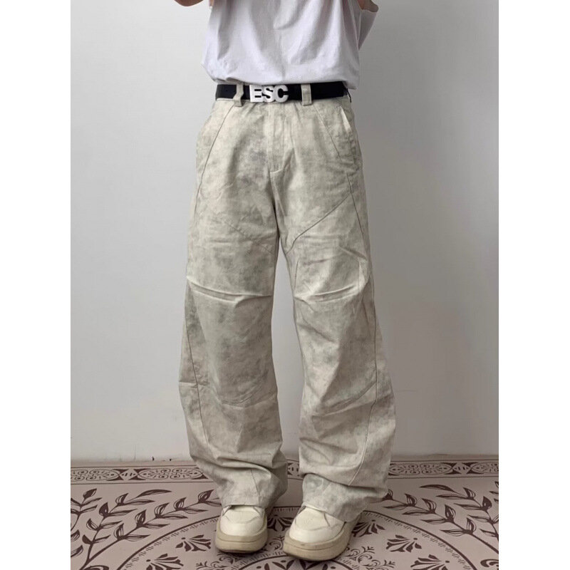 Тренд RONG CH Мужские Джинсы Стрейт Весна Грязь Покраска Хип-Хоп Свободные Деним, Размер_S