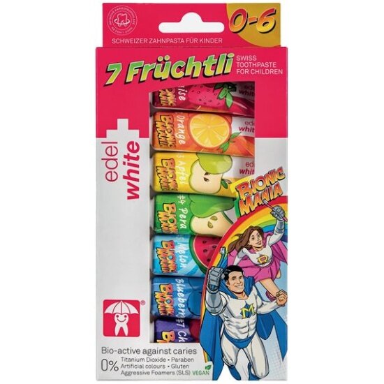 Набор детских зубных паст Edel+white 7Fruchtli 7 шт по 9,4 мл