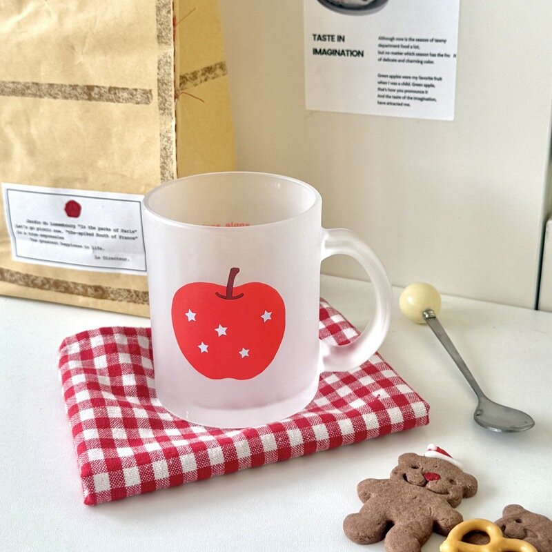 Минималистичная стеклянная кружка в винтажном стиле, уникальная бутылка для воды, стильная кружка в форме помидора, симпатичная бутылка для воды в форме яблока, кофейная кружка.