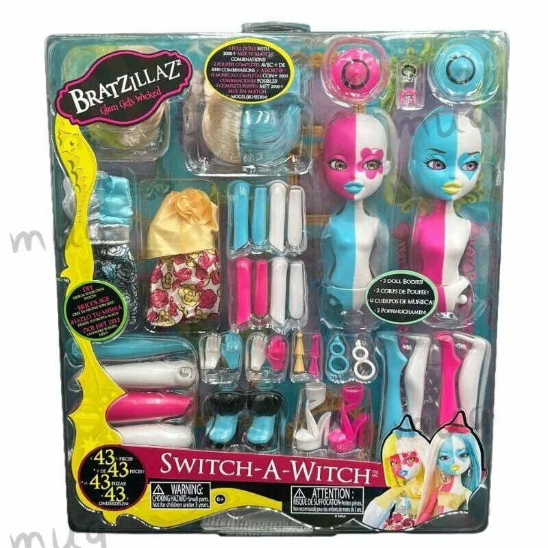 MGA Bratzillaz Switch-A-Witch Doll Double Pack Братц Модная кукла-ведьма, С одеждой и аксессуарами, Игрушка своими руками, Подходит для детей старше 6 лет