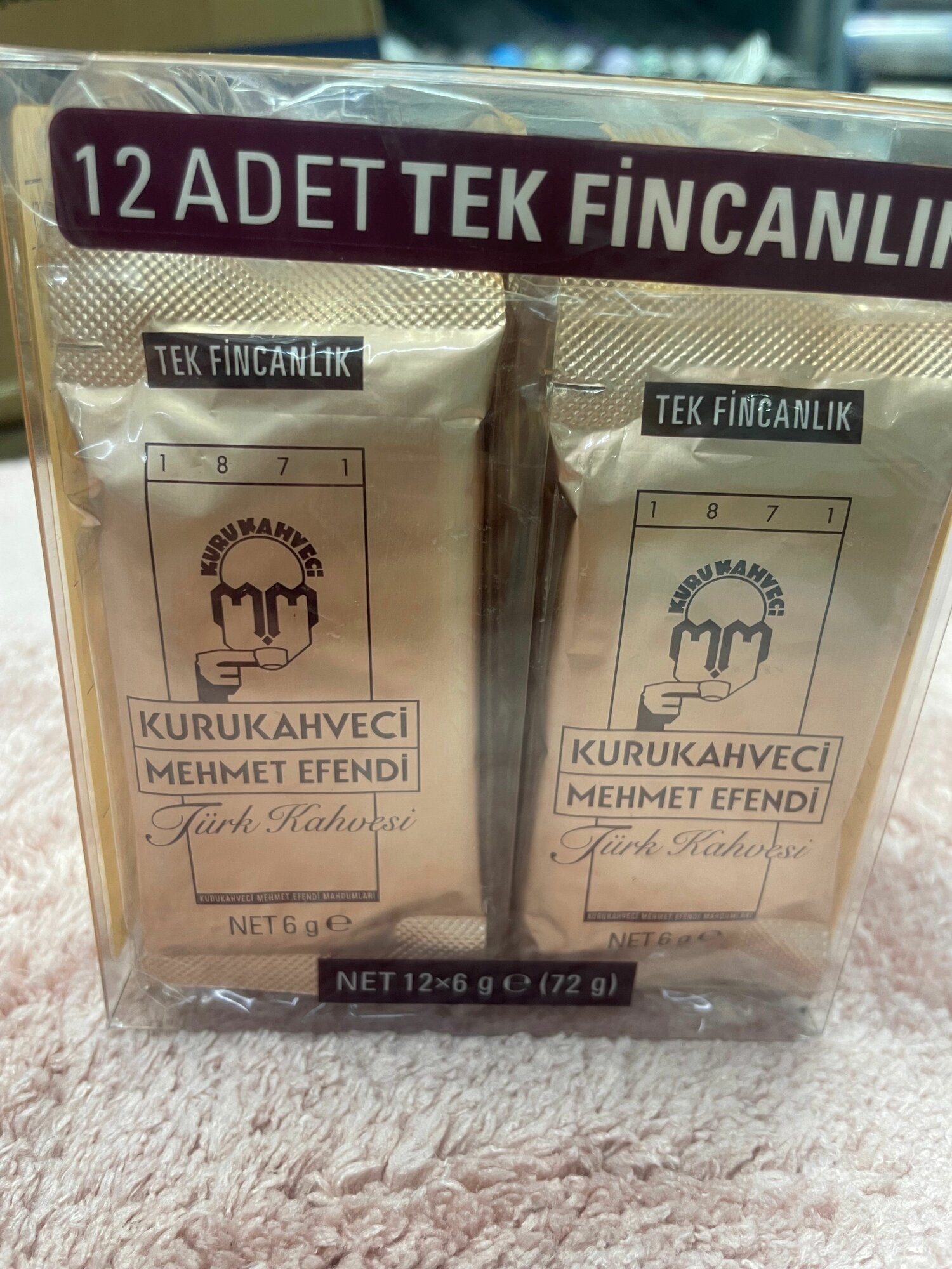 KURUKAHVECI MEHMET EFENDI набор одноразовых кофе 72 гр (6 гр * 12 шт), Турецкий кофе (TURK KAHVESI TEK FINCANLIK)