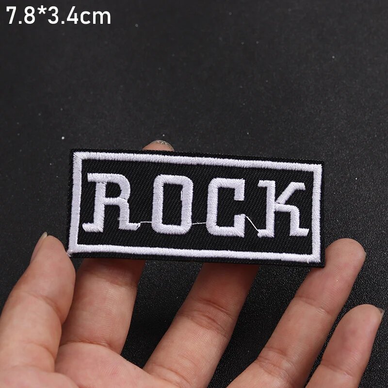Нашивка "ROCK" вышитая, 7.8*3.4см, G-BT0088-20