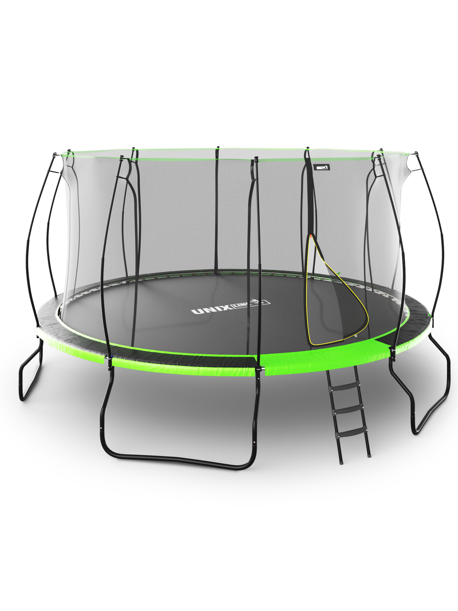 Батут UNIX Line 14 ft UFO Green с защитной сеткой, уличный, 427 см