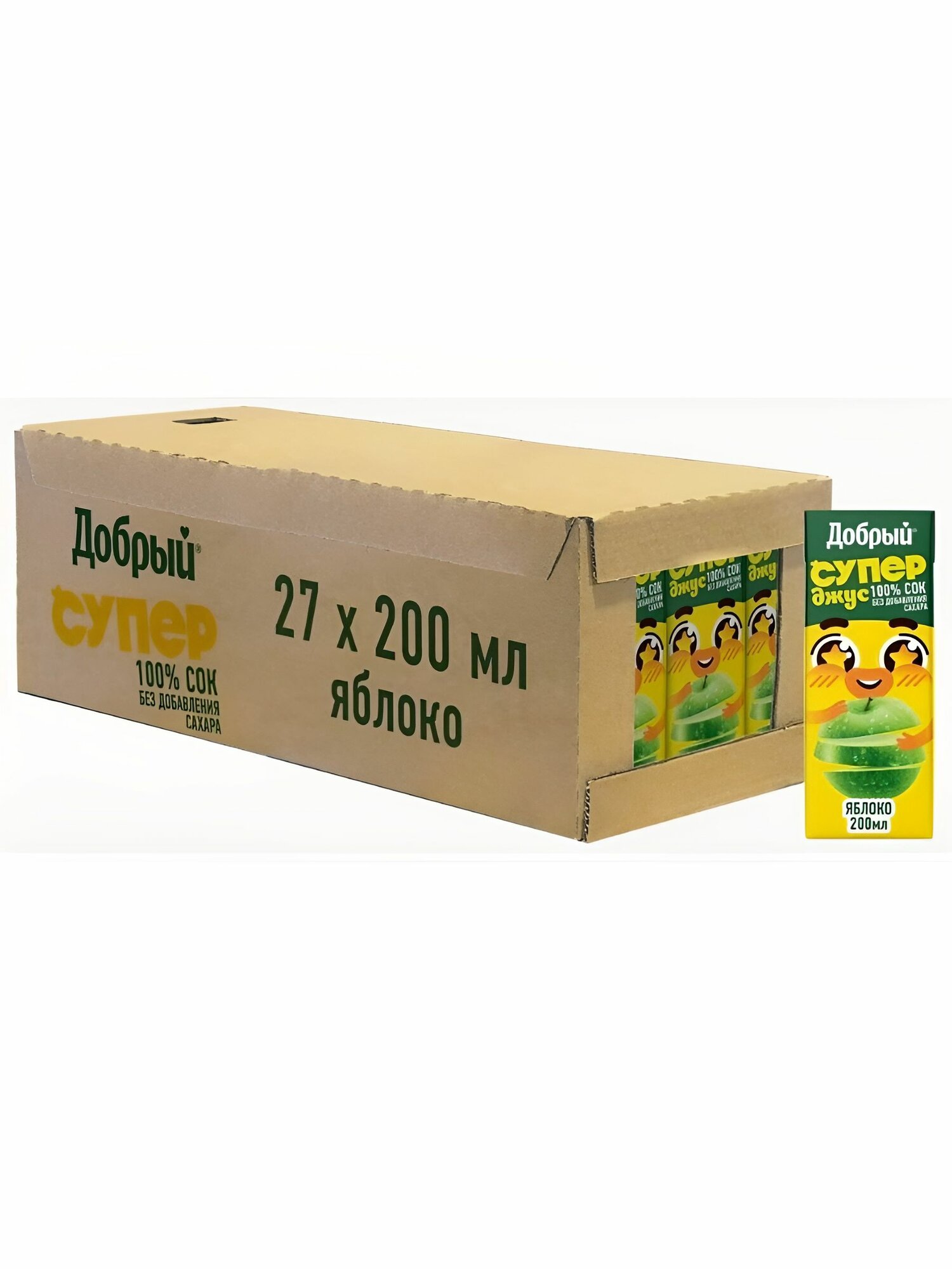 Сок Добрый Active kid Яблочный 200мл. Упаковка 27 шт.