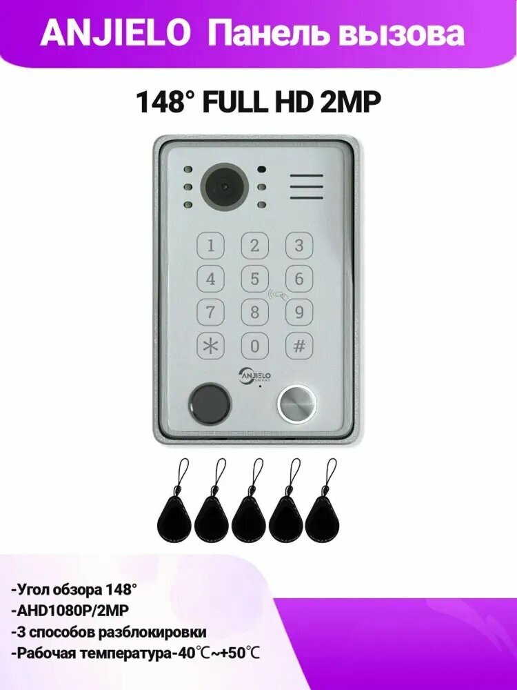 Только панель вызова-1080P Панель вызова и широкоугольной камерой, 3-в-1 разблокировка: пароль, IC-карта, отпечаток пальца