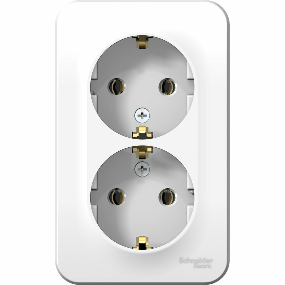 Двойная розетка Systeme Electric BLANCA открытой установки, с заземлением, без шторок, белый BLNRA010211