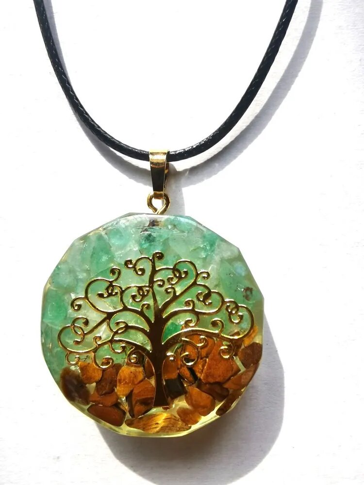 Подвеска из дерева жизни Ожерелье из кристалла оргонита амулет кулон
