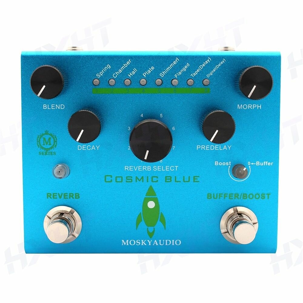 Педаль эффектов для электрогитары MOSKY COSMIC BLUE: Цифровая реверберация, 8 режимов реверберации
