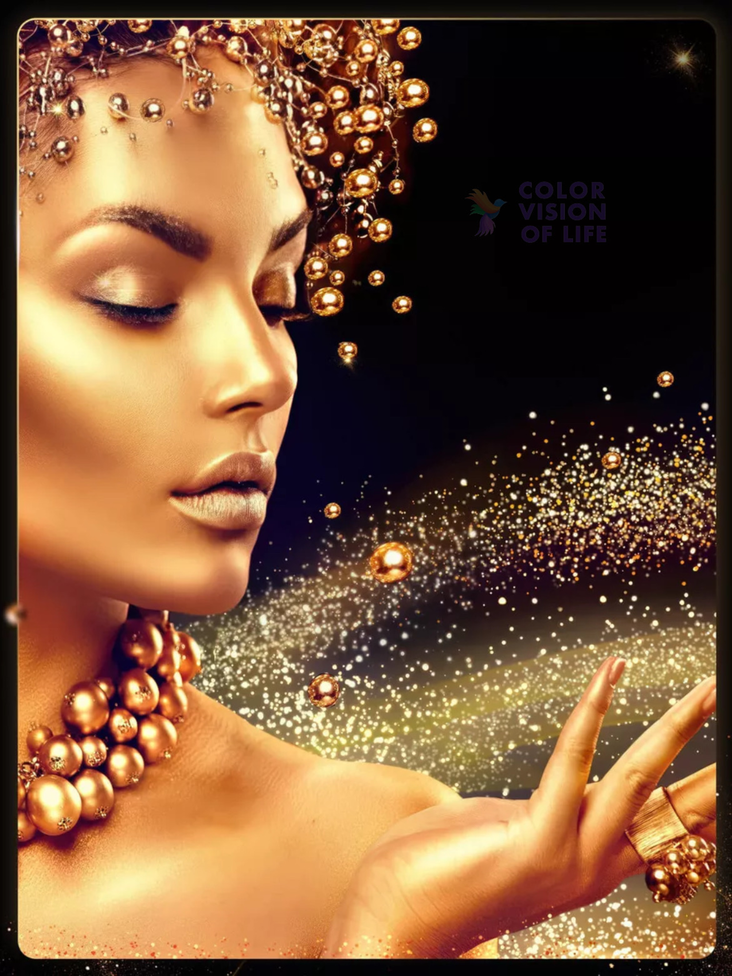 Алмазная мозаика 40x50 "Золотая африканка" — на подрамнике