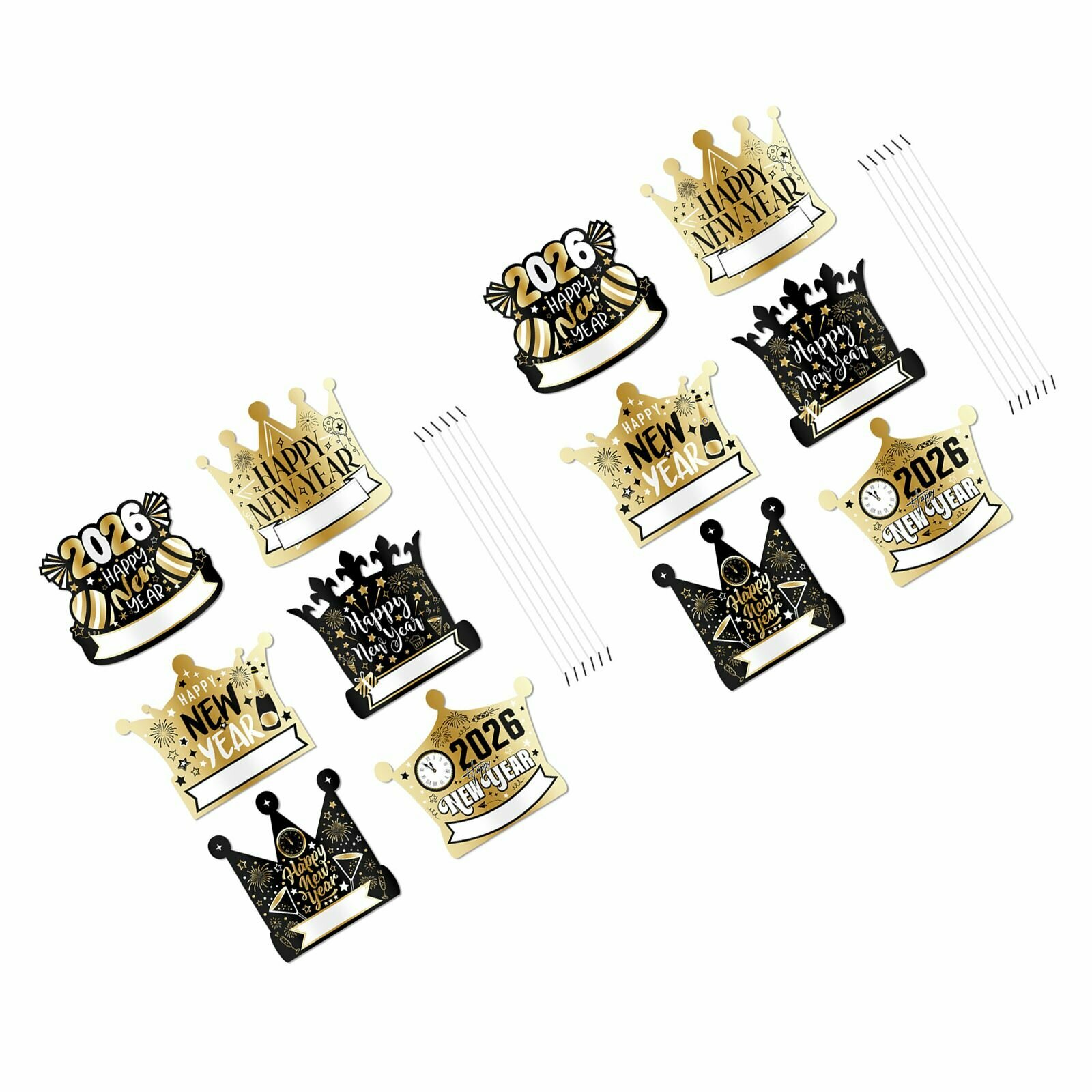 1 комплект ярких бумажных шляп 2026 для всех возрастов