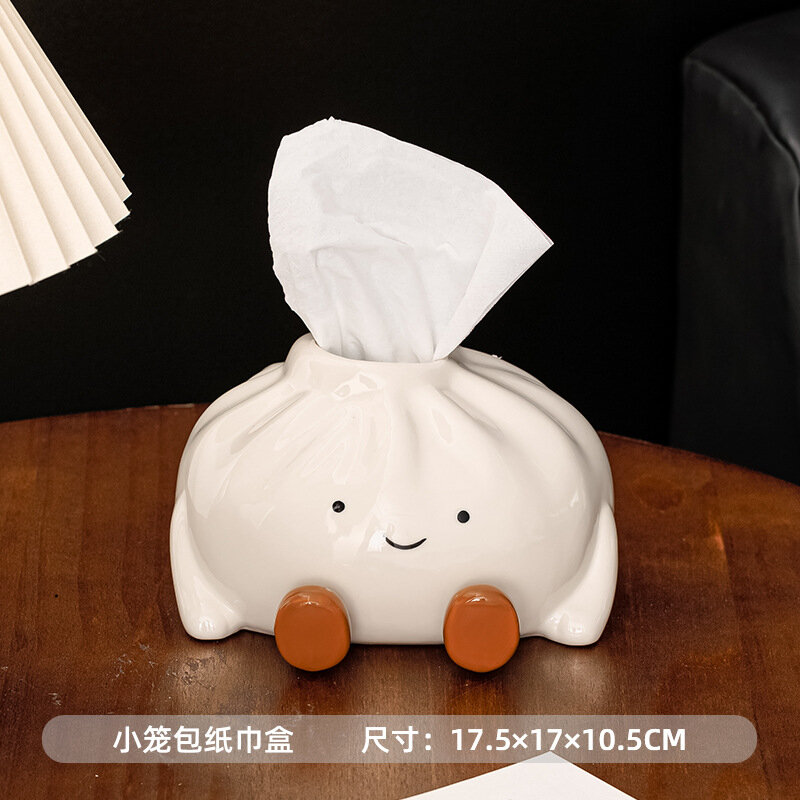 Керамическая коробка для салфеток Xiaolongbao, диспенсер для салфеток в гостиной, домашний декор, милая креативная коробка для хранения салфеток