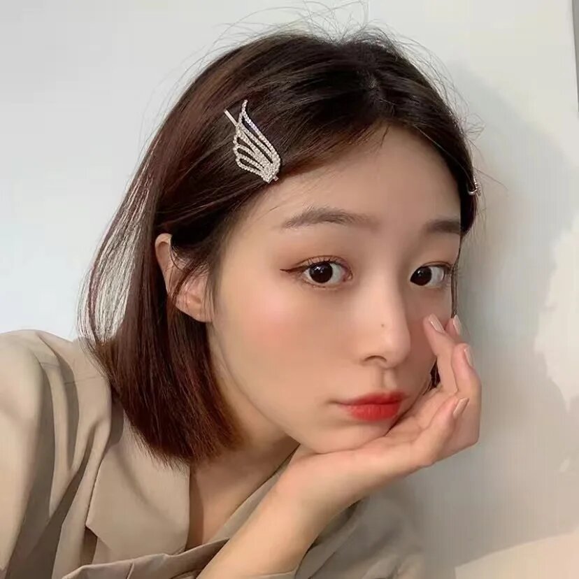 Блестящие стразы, крылья ангела, челка, заколка для волос, корейская мода, универсальные металлические заколки для волос, боковые заколки для женщин и девочек, изысканные украшения для волос