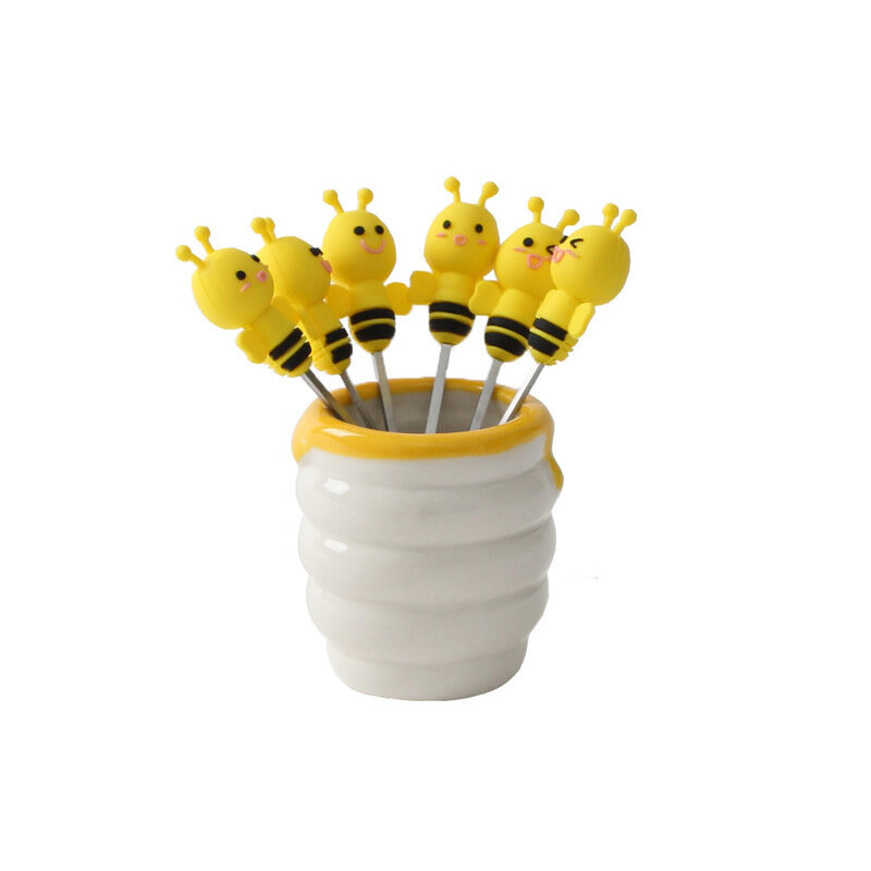 Мультяшная вилка для фруктов костюм керамическая Милая креативная Бытовая нержавеющая сталь детская фруктовая палочка